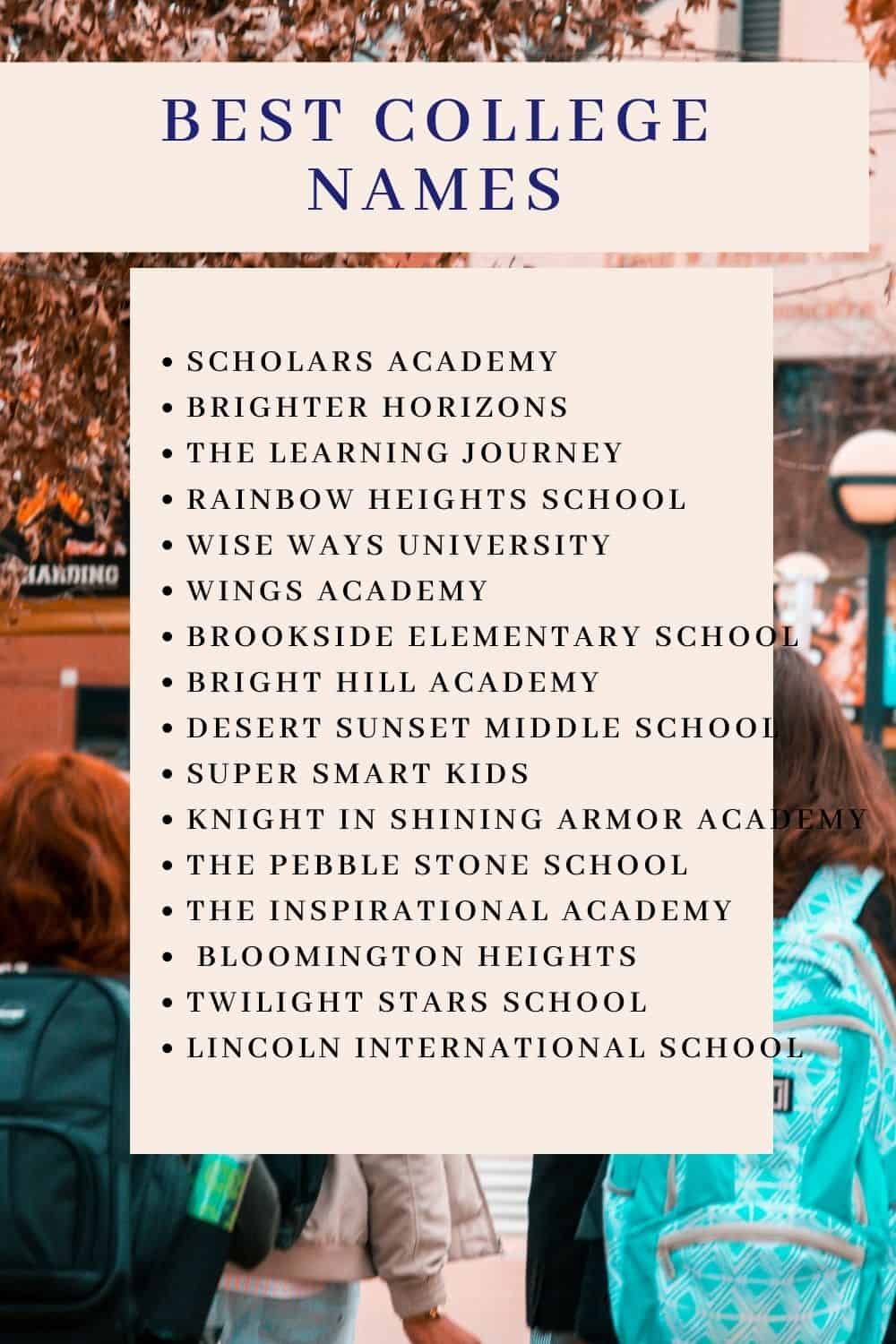 70+ Clever & Unique College Name Ideas - Kids n Clicks