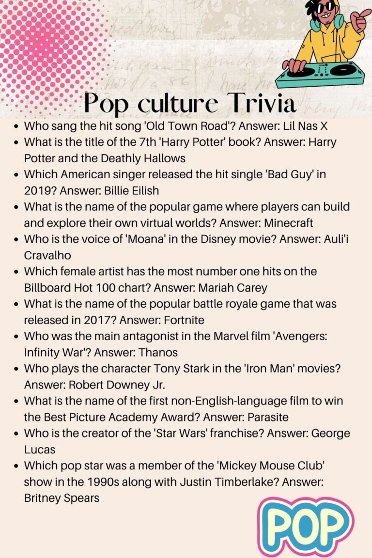 Test Your Knowledge: 100+ Pop Culture Trivia Adventure! - Kids n Clicks